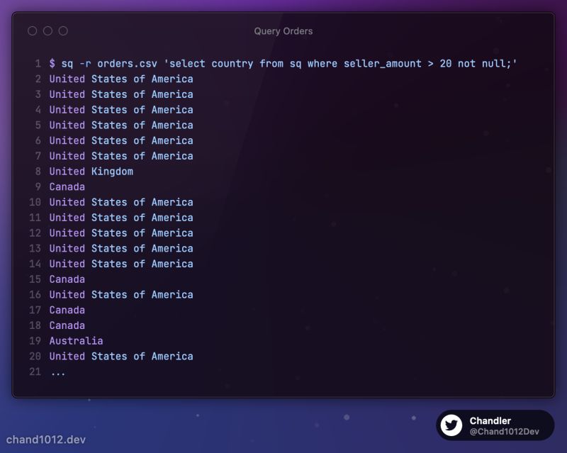 Chandler L on LinkedIn: I built a CLI tool that lets you query JSON ... Chandler L on LinkedIn: I built a CLI tool that lets you query JSON ...