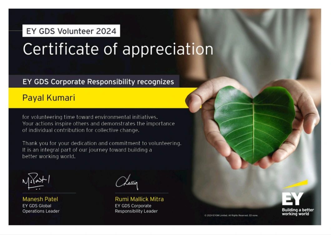 Payal Kumari on LinkedIn: #csr #eygds Payal Kumari on LinkedIn: #csr #eygds