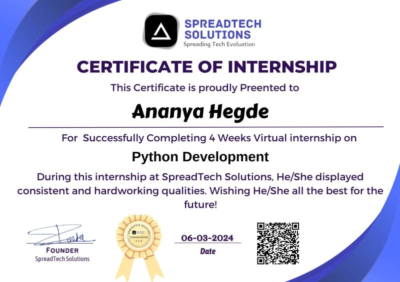 Ananya Hegde on LinkedIn: #sreadtechsolutions #pythonprogramming # ... Ananya Hegde on LinkedIn: #sreadtechsolutions #pythonprogramming # ...