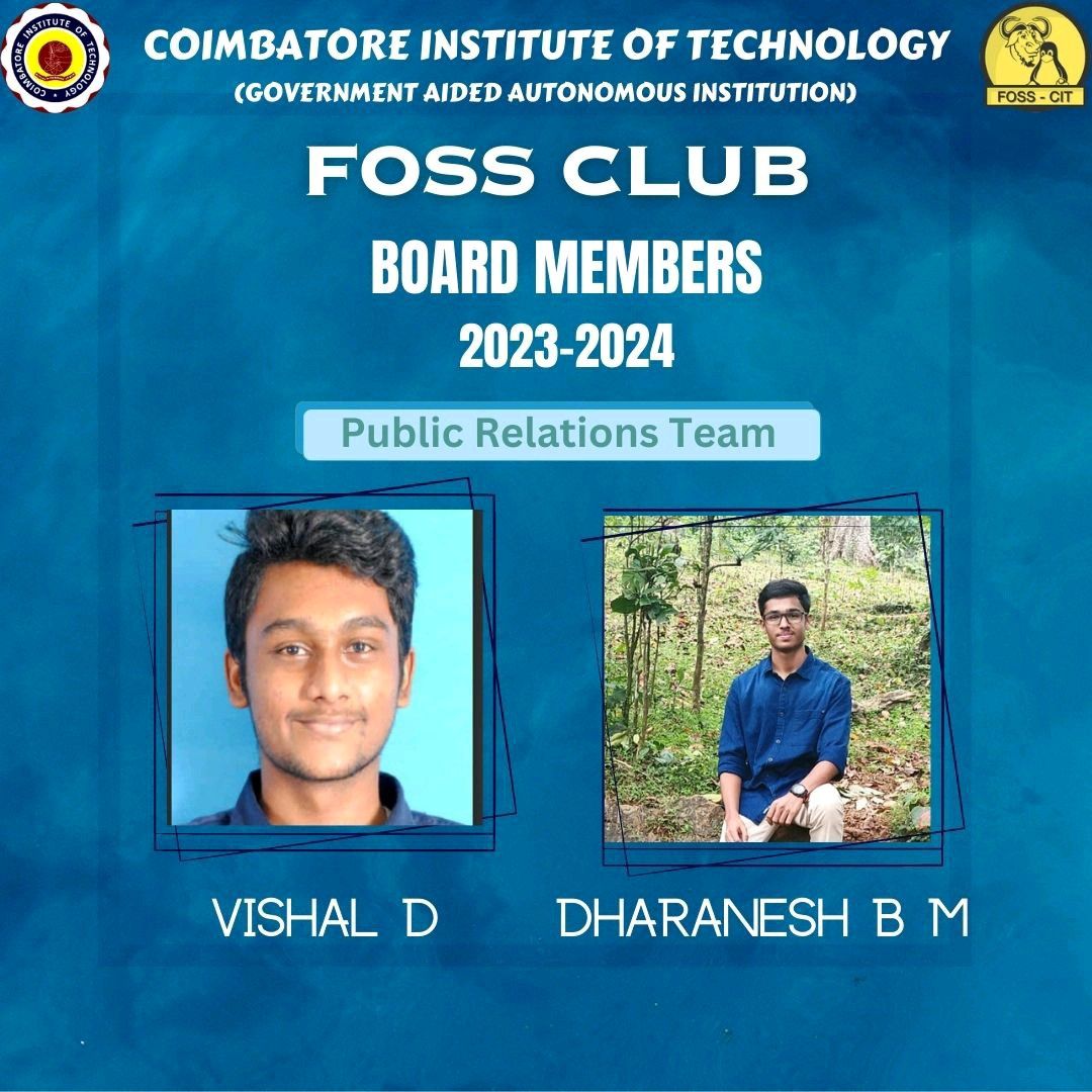 FOSS CIT on LinkedIn: FOSS : PUBLIC RELATIONS TEAM 2023-2024 Vishal ... FOSS CIT on LinkedIn: FOSS : PUBLIC RELATIONS TEAM 2023-2024 Vishal ...