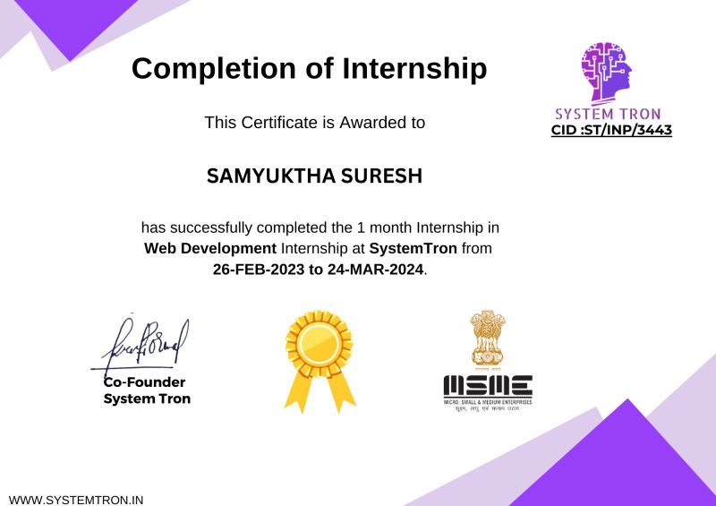 Samyuktha Suresh on LinkedIn: #systemtron #webdevelopment Samyuktha Suresh on LinkedIn: #systemtron #webdevelopment