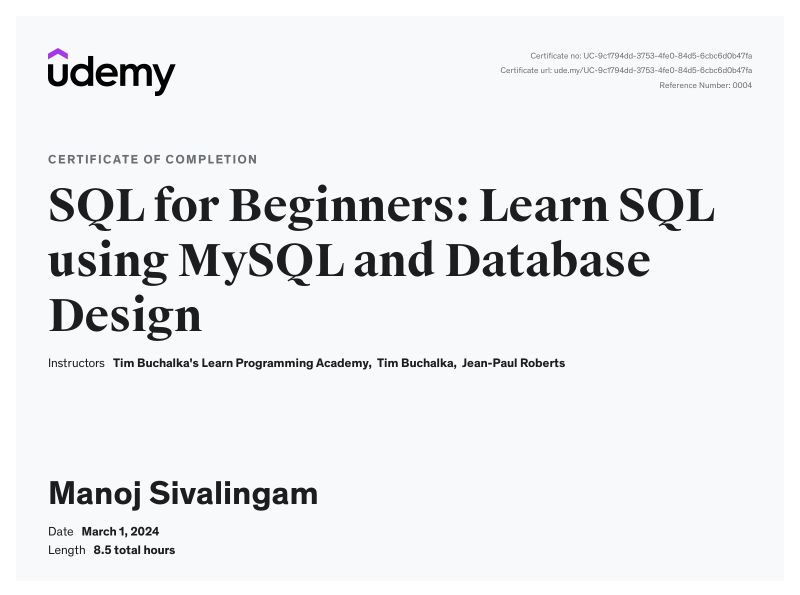 Manoj Sivalingam on LinkedIn: #sql #mysql #databasedesign #learningjourney Manoj Sivalingam on LinkedIn: #sql #mysql #databasedesign #learningjourney