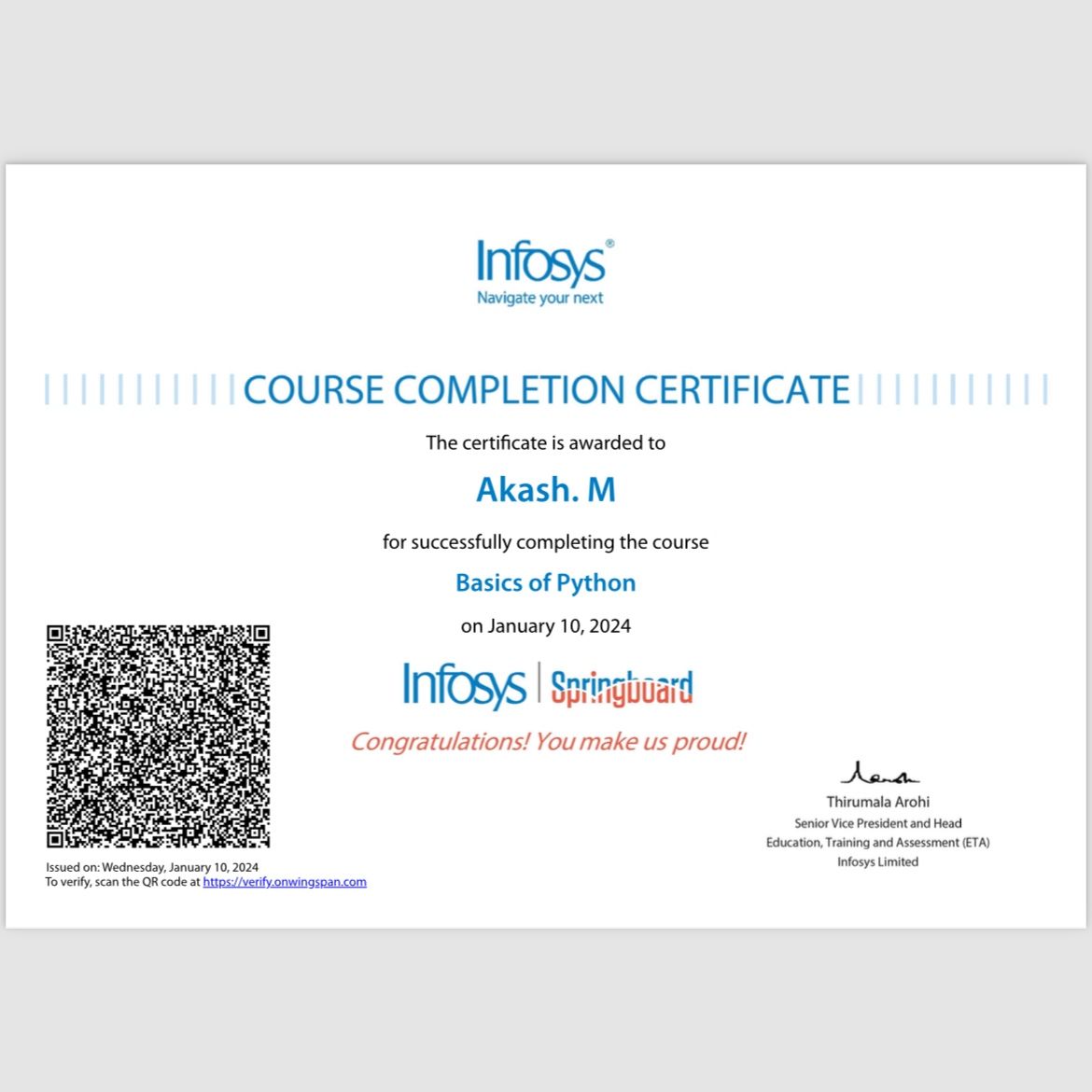 Akash M on LinkedIn: #infosys #infosysspringboard #python Akash M on LinkedIn: #infosys #infosysspringboard #python