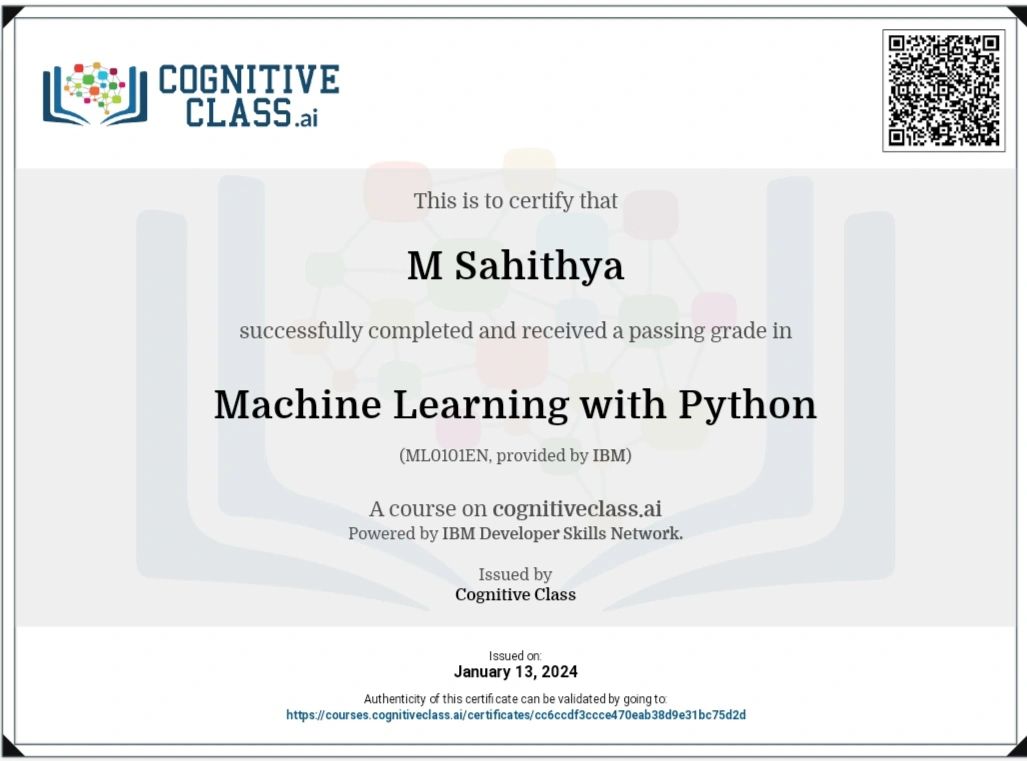 Sahithya M on LinkedIn: #machinelearning #python #ibmdeveloperskills # ... Sahithya M on LinkedIn: #machinelearning #python #ibmdeveloperskills # ...