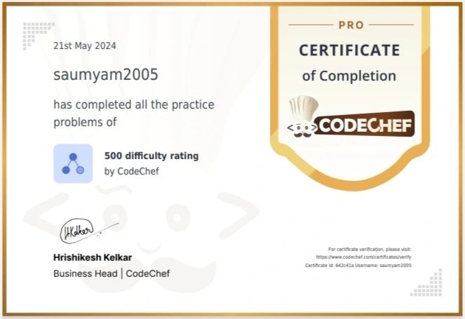Saumya M on LinkedIn: #codechef #certification Saumya M on LinkedIn: #codechef #certification