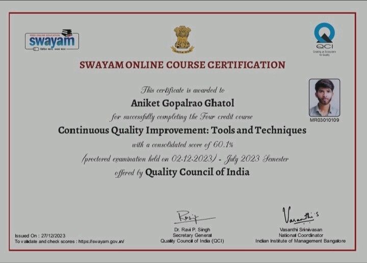 Aniket Ghatol on LinkedIn: #swayam #qualityimprovement Aniket Ghatol on LinkedIn: #swayam #qualityimprovement
