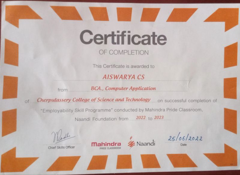 AISWARYA C S on LinkedIn: Successful completion of AISWARYA C S on LinkedIn: Successful completion of