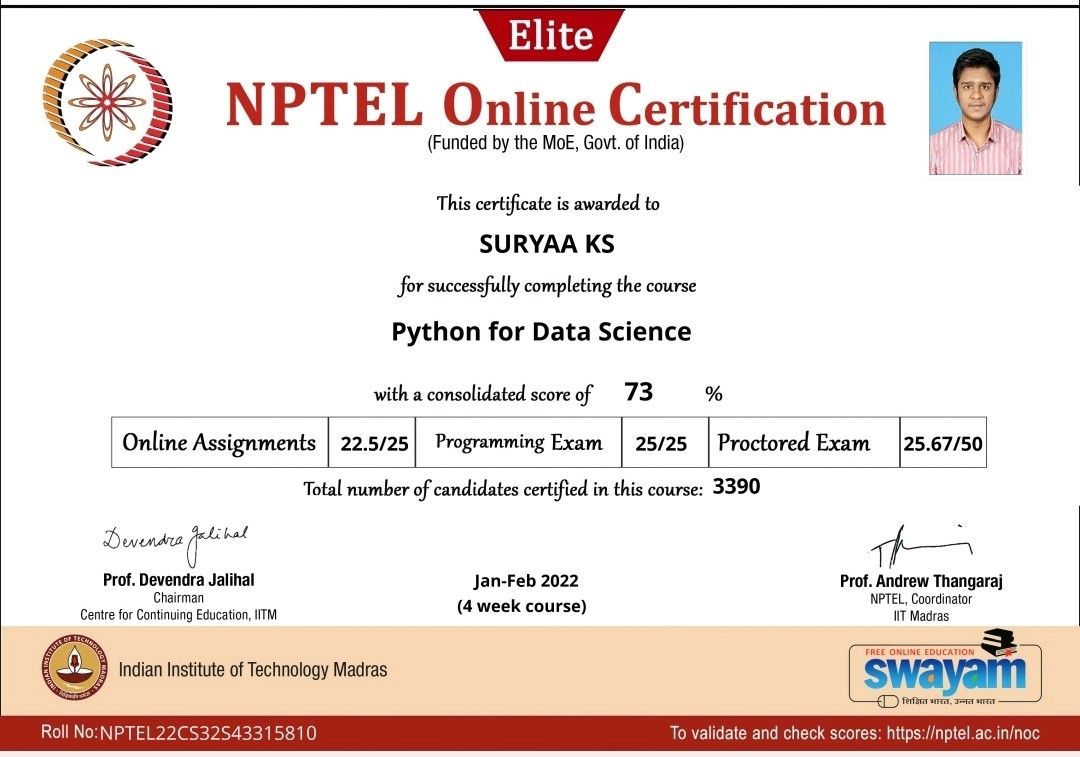 Suryaa K.S on LinkedIn: #pythonfordatascience #nptel Suryaa K.S on LinkedIn: #pythonfordatascience #nptel