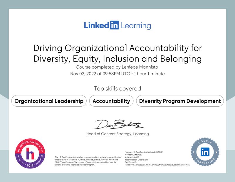 Leniece Mannisto on LinkedIn: Certificate of Completion Leniece Mannisto on LinkedIn: Certificate of Completion