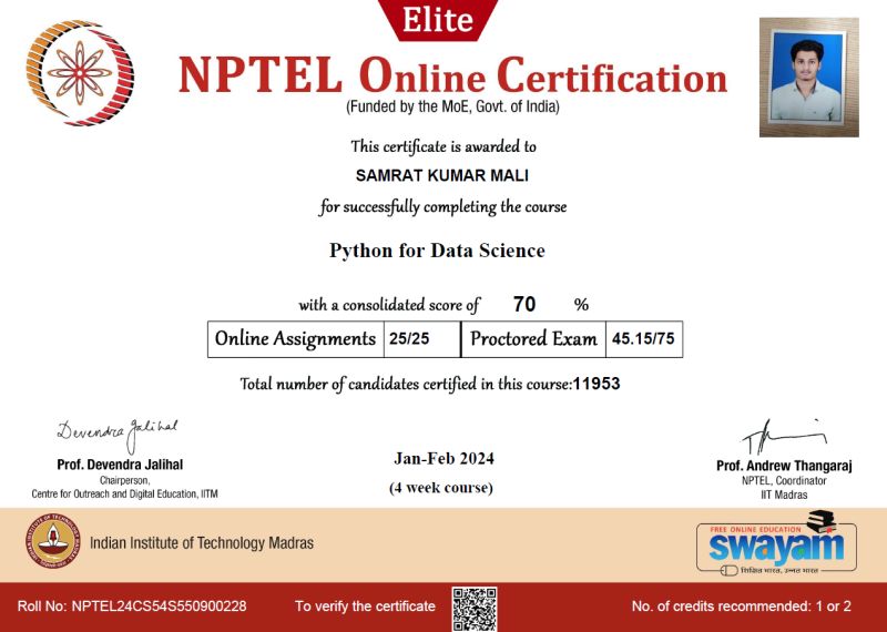 Samrat Mali on LinkedIn: #iit #python #datascience #nptel #programming ... Samrat Mali on LinkedIn: #iit #python #datascience #nptel #programming ...