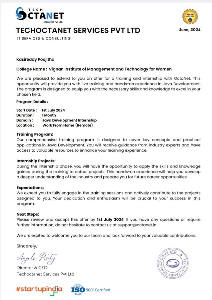 Kasireddy Poojitha on LinkedIn: #java Kasireddy Poojitha on LinkedIn: #java