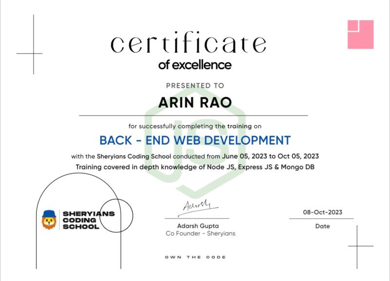 Arin Rao on LinkedIn: #nodejs #expressjs #mongodb #backenddevelopment Arin Rao on LinkedIn: #nodejs #expressjs #mongodb #backenddevelopment