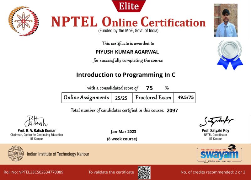 Piyush Kumar Agarwal on LinkedIn: #cprogramming #certification # ... Piyush Kumar Agarwal on LinkedIn: #cprogramming #certification # ...