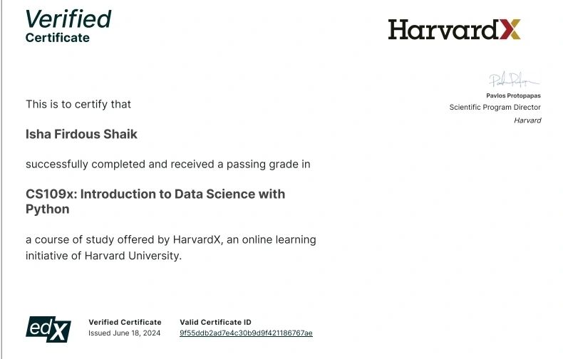 Isha Shaik on LinkedIn: #datascience #python #harvardx #edx # ... Isha Shaik on LinkedIn: #datascience #python #harvardx #edx # ...