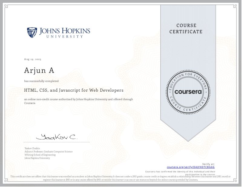 A ARJUN on LinkedIn: #html #css #javascript #webdevelopment #coursera # ... A ARJUN on LinkedIn: #html #css #javascript #webdevelopment #coursera # ...