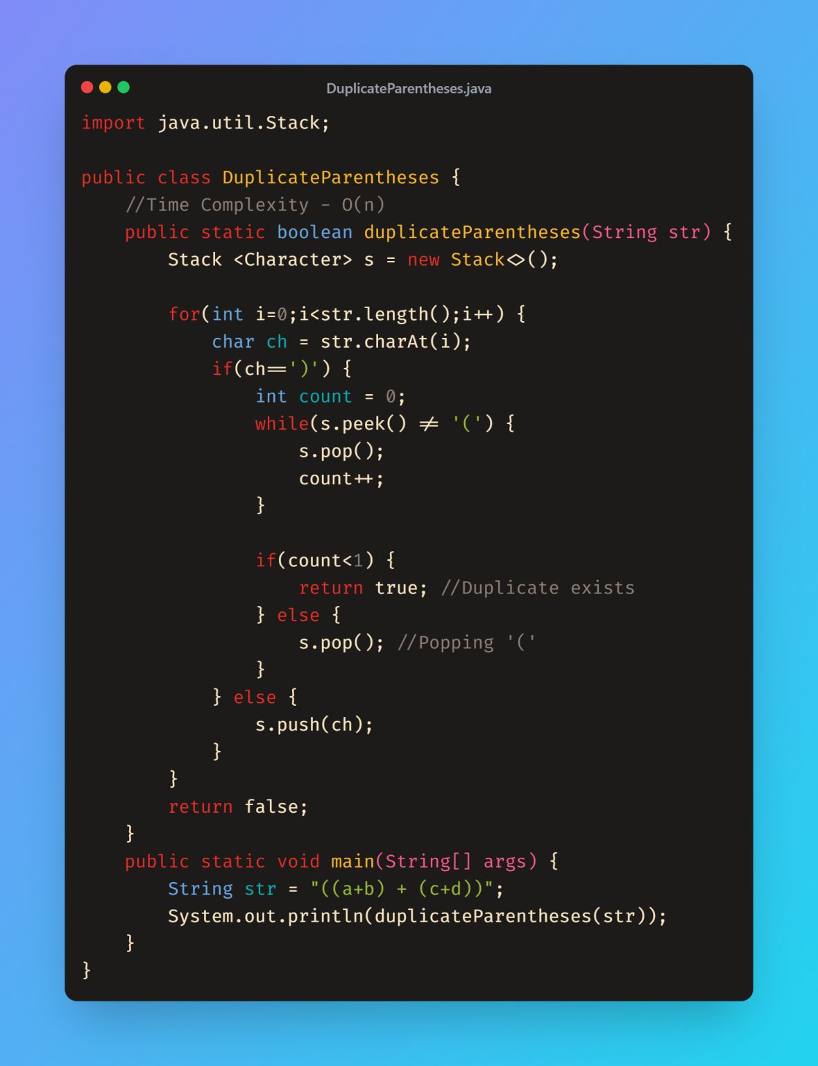 Shekhar Singh on LinkedIn: #dsa #java #duplicateparentheses #stacks Shekhar Singh on LinkedIn: #dsa #java #duplicateparentheses #stacks