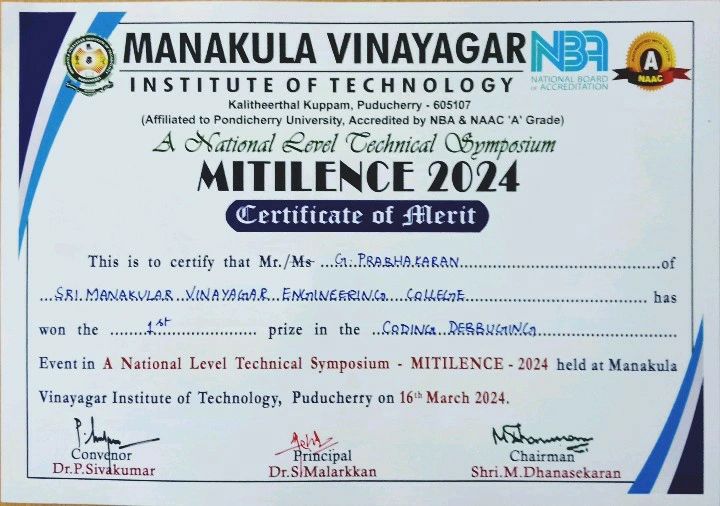 Prabha Karan G on LinkedIn: #mvit #coding #symposium2024 #smvec # ... Prabha Karan G on LinkedIn: #mvit #coding #symposium2024 #smvec # ...