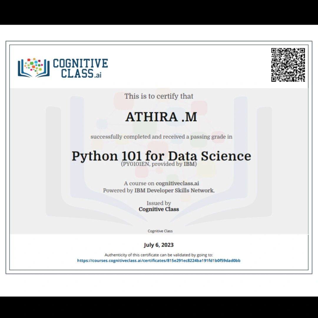 Athira M on LinkedIn: completion certificate of Python for Data Science Athira M on LinkedIn: completion certificate of Python for Data Science