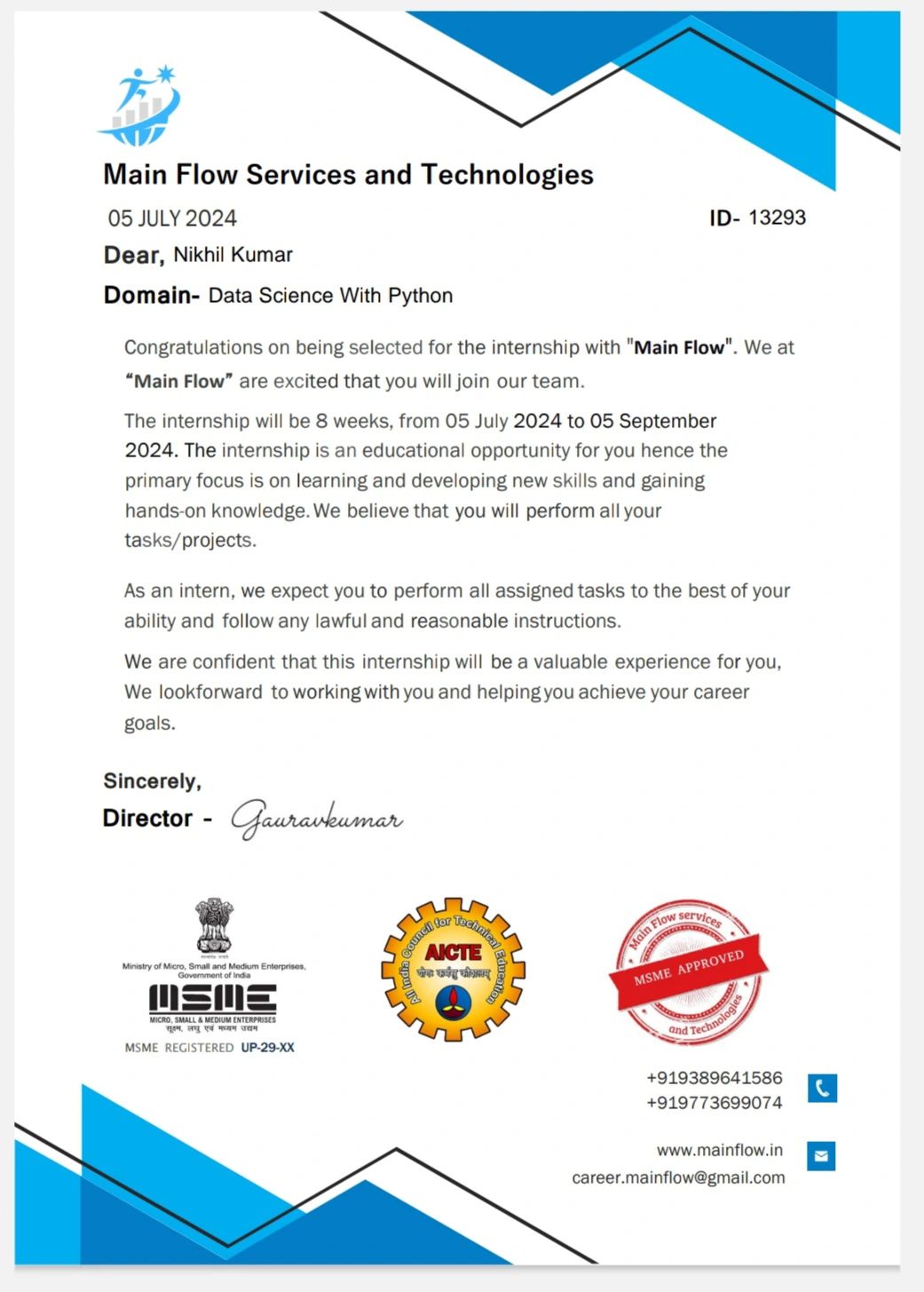 Nikhil Kumar on LinkedIn: #mainflow #internship Nikhil Kumar on LinkedIn: #mainflow #internship