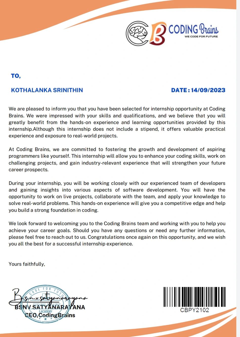 Kothalanka Srinithin on LinkedIn: Hello connections Happy to share that ... Kothalanka Srinithin on LinkedIn: Hello connections Happy to share that ...