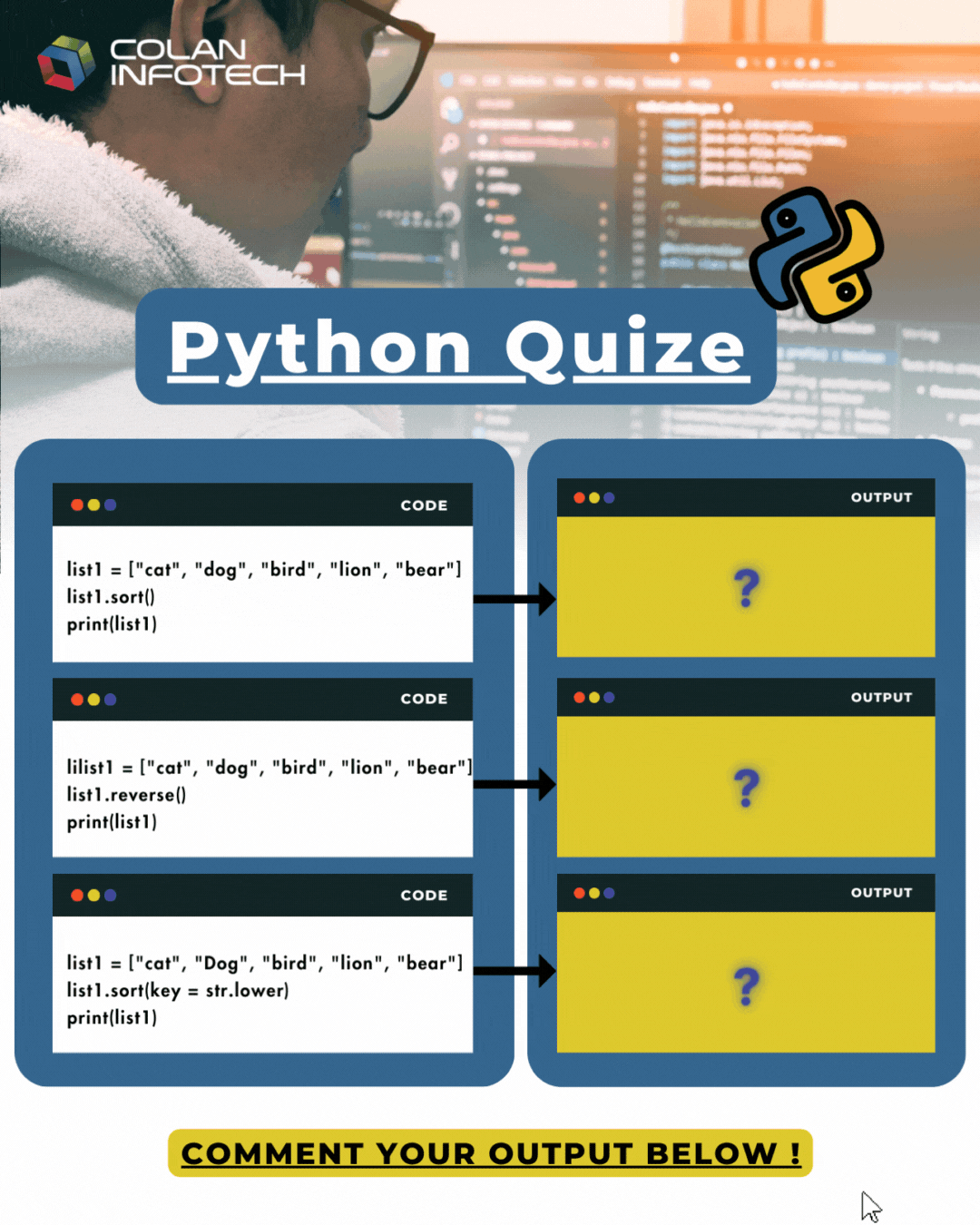 Colan Infotech Pvt Ltd - Madurai on LinkedIn: #pythonquiz # ... Colan Infotech Pvt Ltd - Madurai on LinkedIn: #pythonquiz # ...
