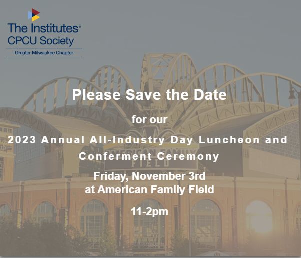 Greater Milwaukee CPCU Society Chapter on LinkedIn: Save the date!! Greater Milwaukee CPCU Society Chapter on LinkedIn: Save the date!!