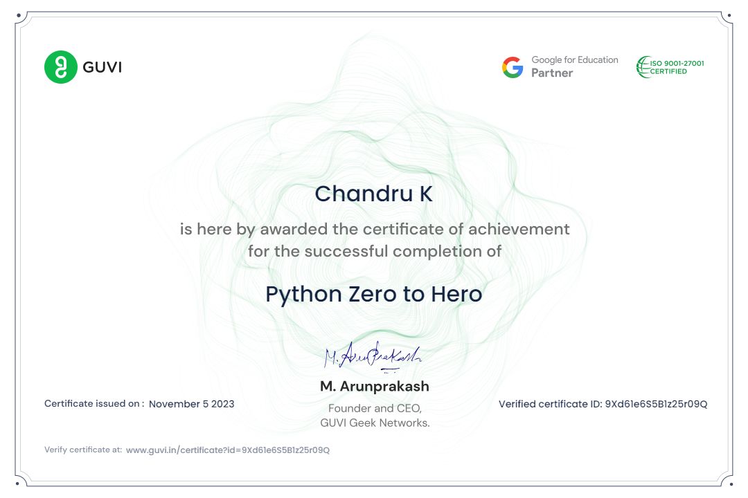 Chandru .k on LinkedIn: #datascience #python #achievement # ... Chandru .k on LinkedIn: #datascience #python #achievement # ...