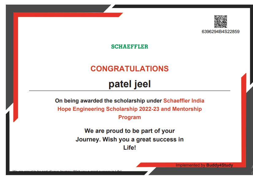Jeel Patel on LinkedIn: I've been awarded the Schaeffler India Hope ... Jeel Patel on LinkedIn: I've been awarded the Schaeffler India Hope ...
