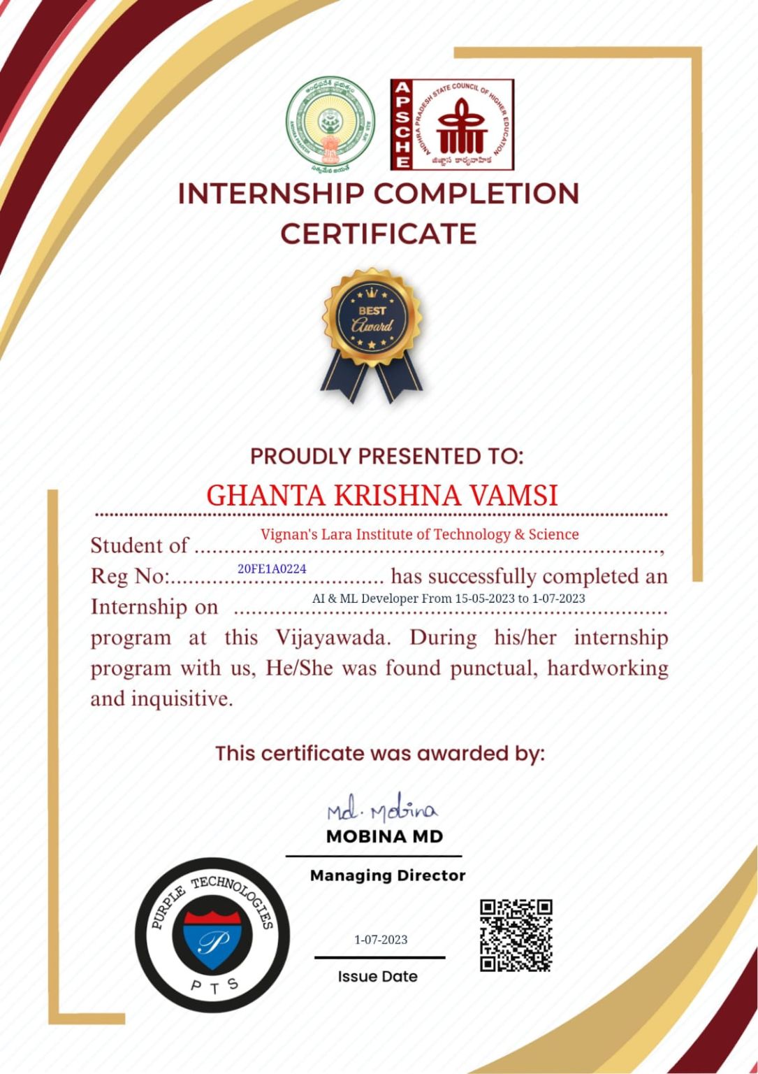 Krishna vamsi Ghanta on LinkedIn: Hello Connections, I am happy to ... Krishna vamsi Ghanta on LinkedIn: Hello Connections, I am happy to ...