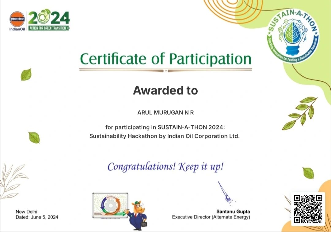 ARULMURUGAN N R on LinkedIn: #sustainathon2024 #sustainability # ... ARULMURUGAN N R on LinkedIn: #sustainathon2024 #sustainability # ...