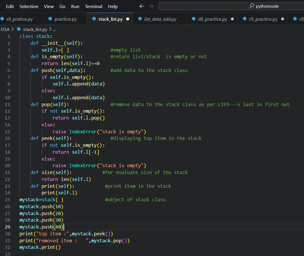 Tanmay Giri on LinkedIn: DSA USING PYTHON 1.stack implementation using ... Tanmay Giri on LinkedIn: DSA USING PYTHON 1.stack implementation using ...
