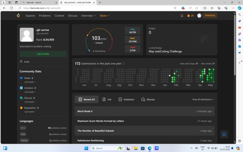 Solved 100 LeetCode questions! | Ajeet verma posted on the topic | LinkedIn Solved 100 LeetCode questions! | Ajeet verma posted on the topic | LinkedIn