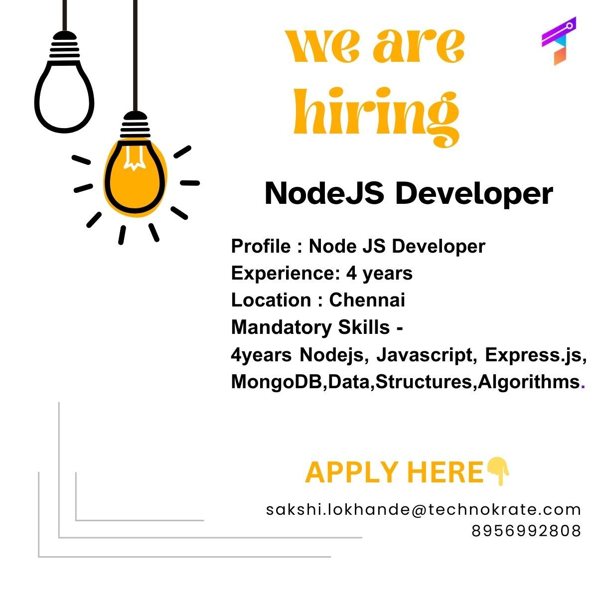 sakshi lokhande on LinkedIn: #wearehiring #nodejs #javascript #backend ... sakshi lokhande on LinkedIn: #wearehiring #nodejs #javascript #backend ...