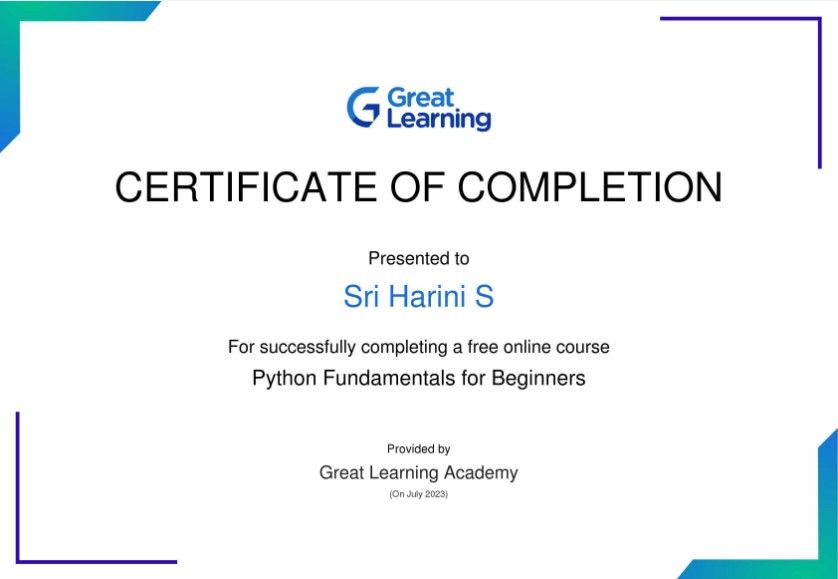 Sri Harini S on LinkedIn: #learning #python #codingchallenge #coding # ... Sri Harini S on LinkedIn: #learning #python #codingchallenge #coding # ...