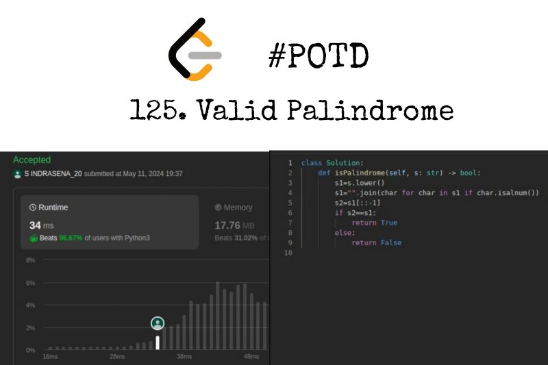 S. INDRASENA on LinkedIn: #dsa #leetcode #python #validpalindrome # ... S. INDRASENA on LinkedIn: #dsa #leetcode #python #validpalindrome # ...