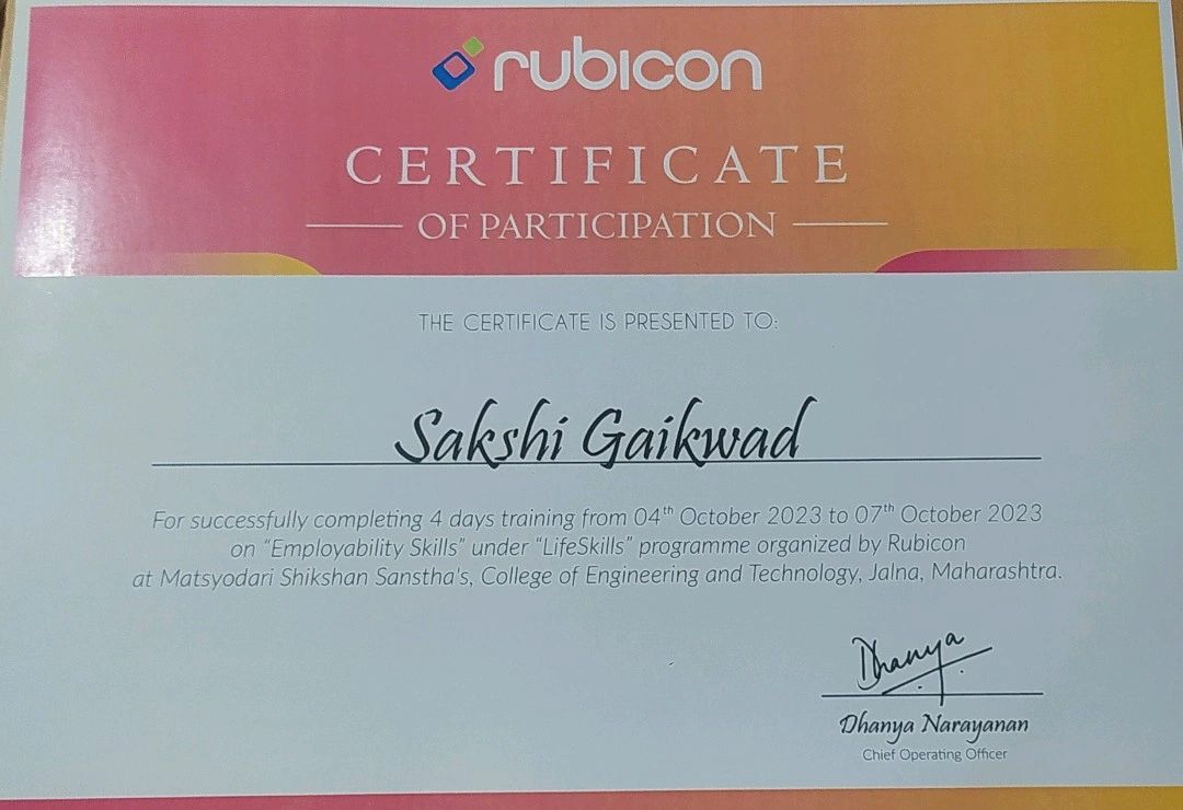 Sakshi Sanjay Gaikwad on LinkedIn: #rubicon Sakshi Sanjay Gaikwad on LinkedIn: #rubicon