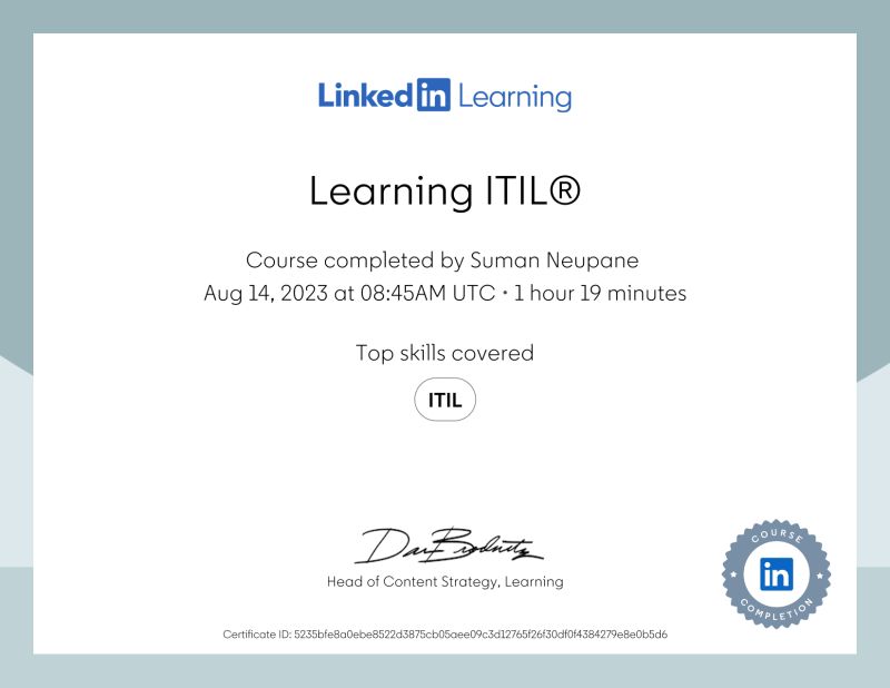 Suman Neupane on LinkedIn: Certificate of Completion Suman Neupane on LinkedIn: Certificate of Completion