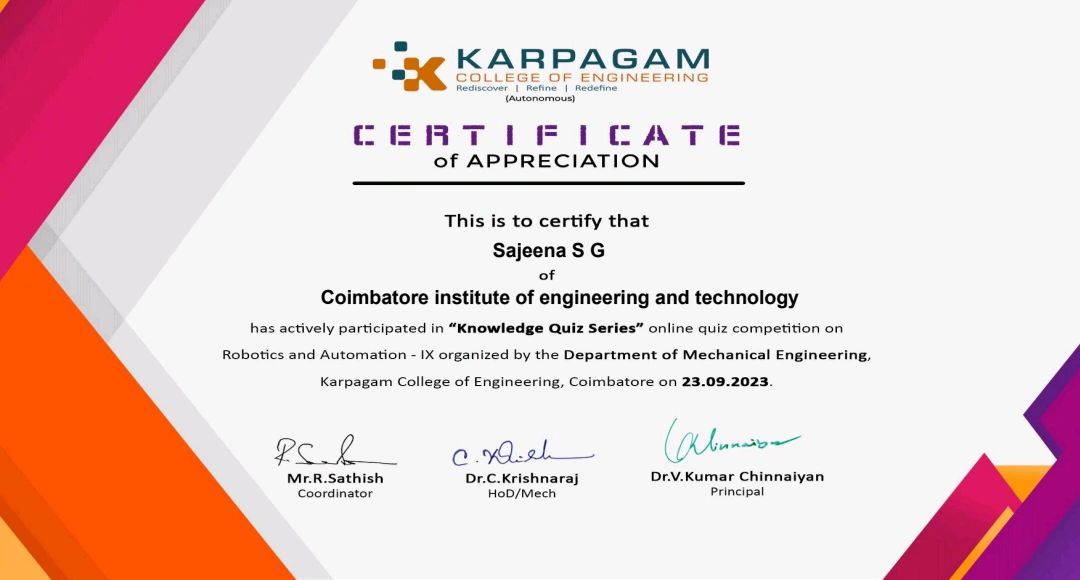 Sajeena Suresh on LinkedIn: #robotics #automation #quizcompetition # ... Sajeena Suresh on LinkedIn: #robotics #automation #quizcompetition # ...