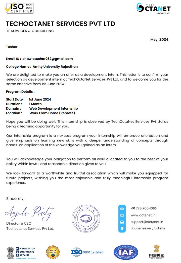 TUSHAR CHAWLA on LinkedIn: #internship #excited #octanet TUSHAR CHAWLA on LinkedIn: #internship #excited #octanet