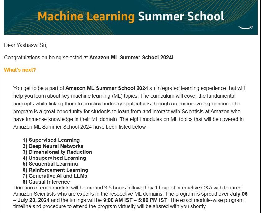 Yashaswi Sri on LinkedIn: #amazonmlsummerschool #machinelearning # ... Yashaswi Sri on LinkedIn: #amazonmlsummerschool #machinelearning # ...
