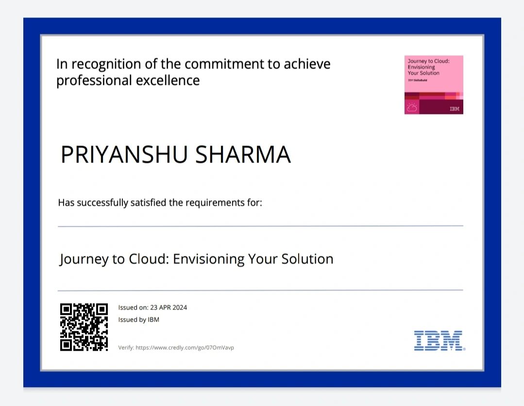 Priyanshu Sharma on LinkedIn: #ibm #cloudcomputing Priyanshu Sharma on LinkedIn: #ibm #cloudcomputing