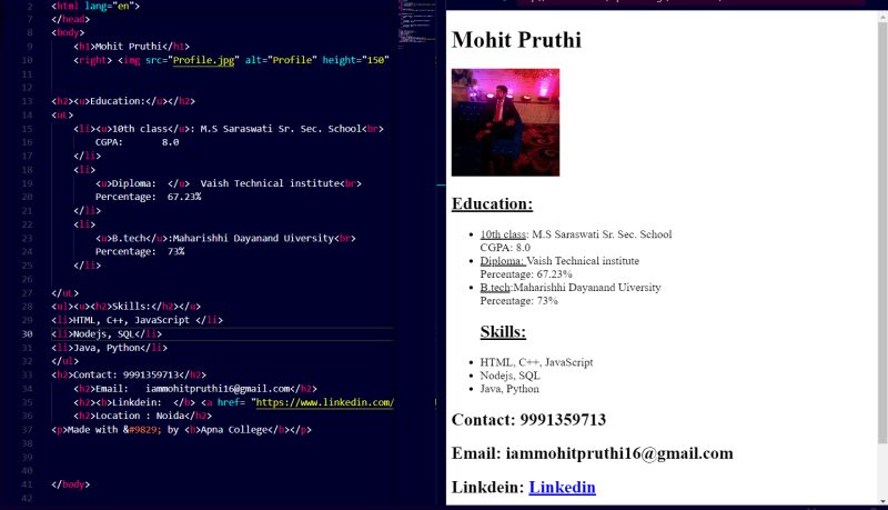 Showcasing my HTML Webpage Portfolio | Mohit Pruthi posted on the topic ... Showcasing my HTML Webpage Portfolio | Mohit Pruthi posted on the topic ...