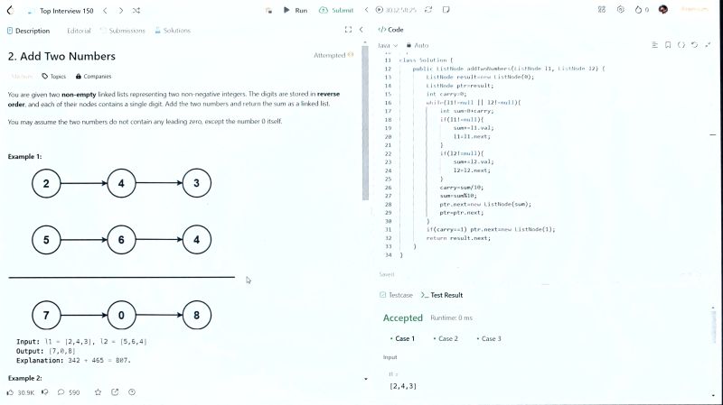 Surendra Nellore on LinkedIn: 🚀Add Two Numbers in LeetCode Surendra Nellore on LinkedIn: 🚀Add Two Numbers in LeetCode