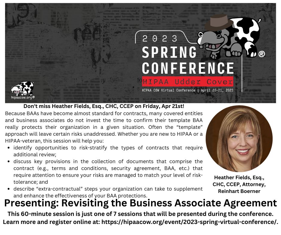 HIPAA COW on LinkedIn: The HIPAA COW 2023 Virtual Spring Conference is ... HIPAA COW on LinkedIn: The HIPAA COW 2023 Virtual Spring Conference is ...