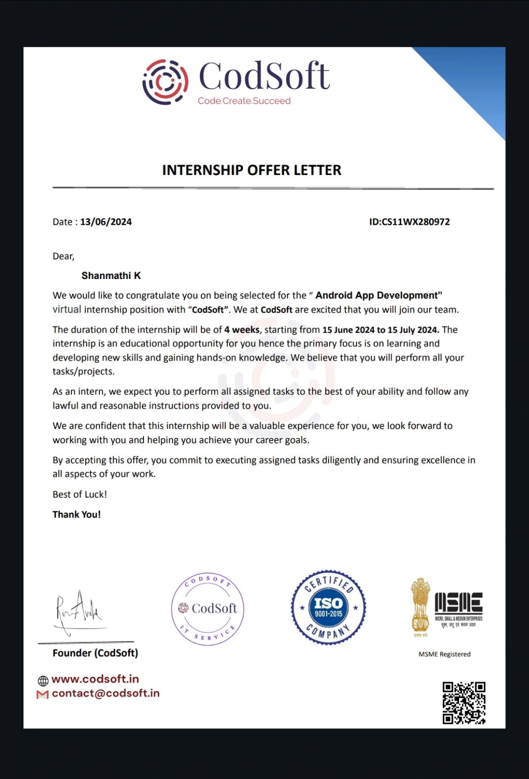 Shanmathi Krish on LinkedIn: #internship #codsoft Shanmathi Krish on LinkedIn: #internship #codsoft