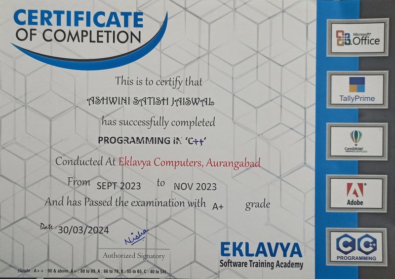 Ashwini Jaiswal on LinkedIn: #cpp #coding #achievementunlocked Ashwini Jaiswal on LinkedIn: #cpp #coding #achievementunlocked