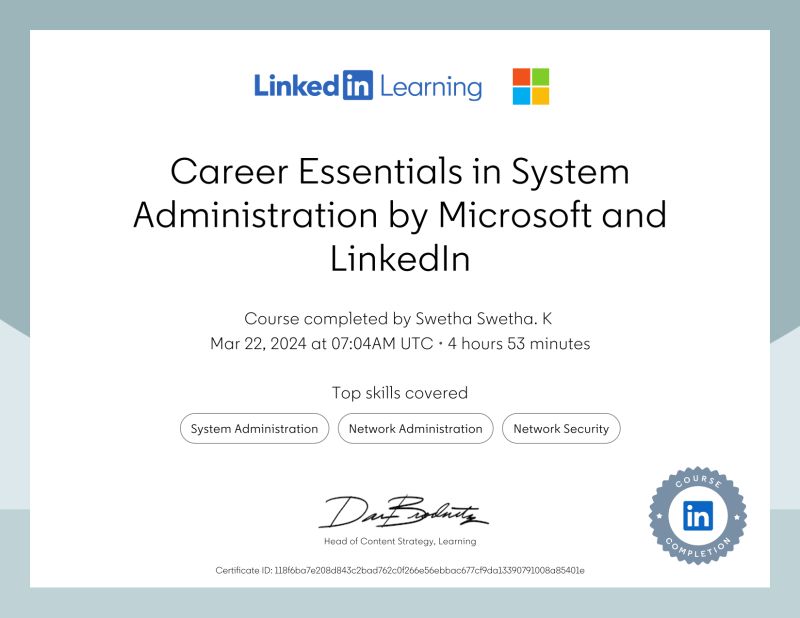 Swetha Swetha. K on LinkedIn: Certificate of Completion Swetha Swetha. K on LinkedIn: Certificate of Completion