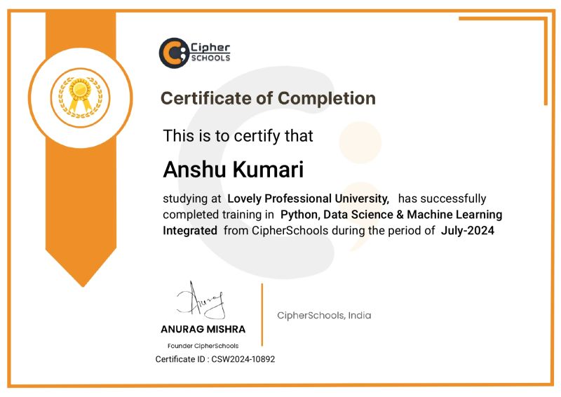 Anshu kumari on LinkedIn: #cipherschools #python #datascience # ... Anshu kumari on LinkedIn: #cipherschools #python #datascience # ...