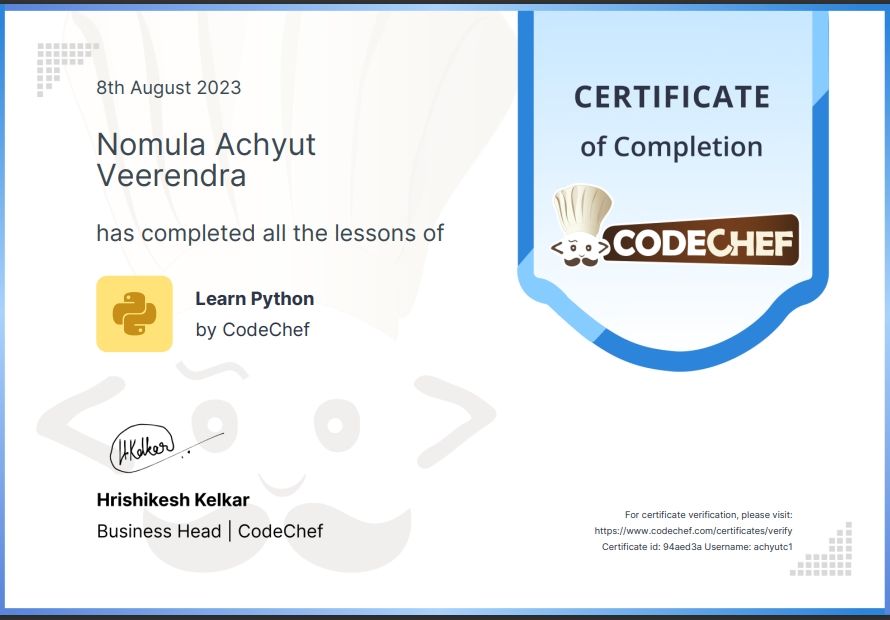 Achyut Veerendra Nomula on LinkedIn: #python #codechef #programming # ... Achyut Veerendra Nomula on LinkedIn: #python #codechef #programming # ...