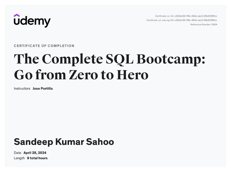 SANDEEP KUMAR SAHOO on LinkedIn: #sql #learning #carrergrowth #newskiils SANDEEP KUMAR SAHOO on LinkedIn: #sql #learning #carrergrowth #newskiils
